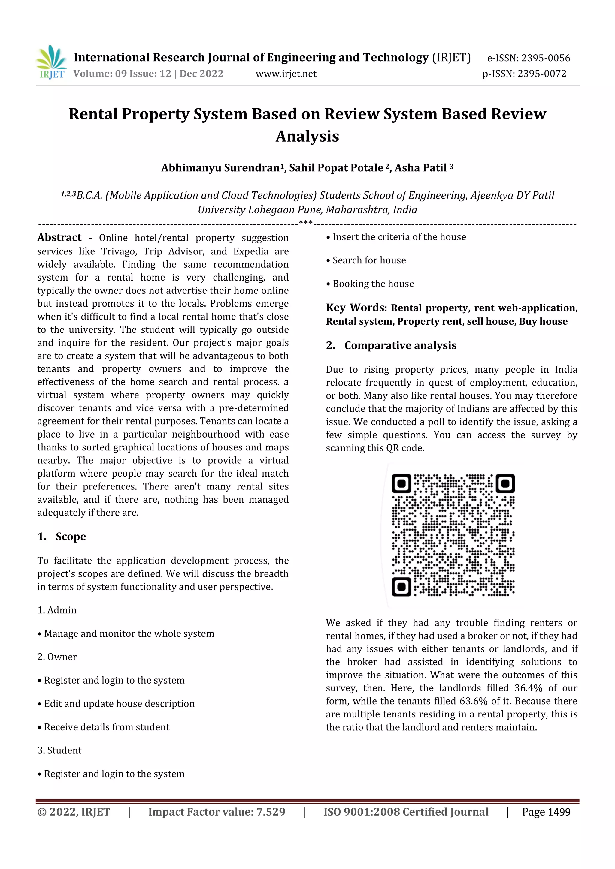 Rental Property System Based on Review System Based Review Analysis | PDF