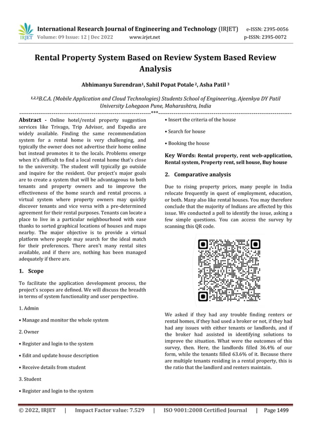 Rental Property System Based on Review System Based Review Analysis | PDF