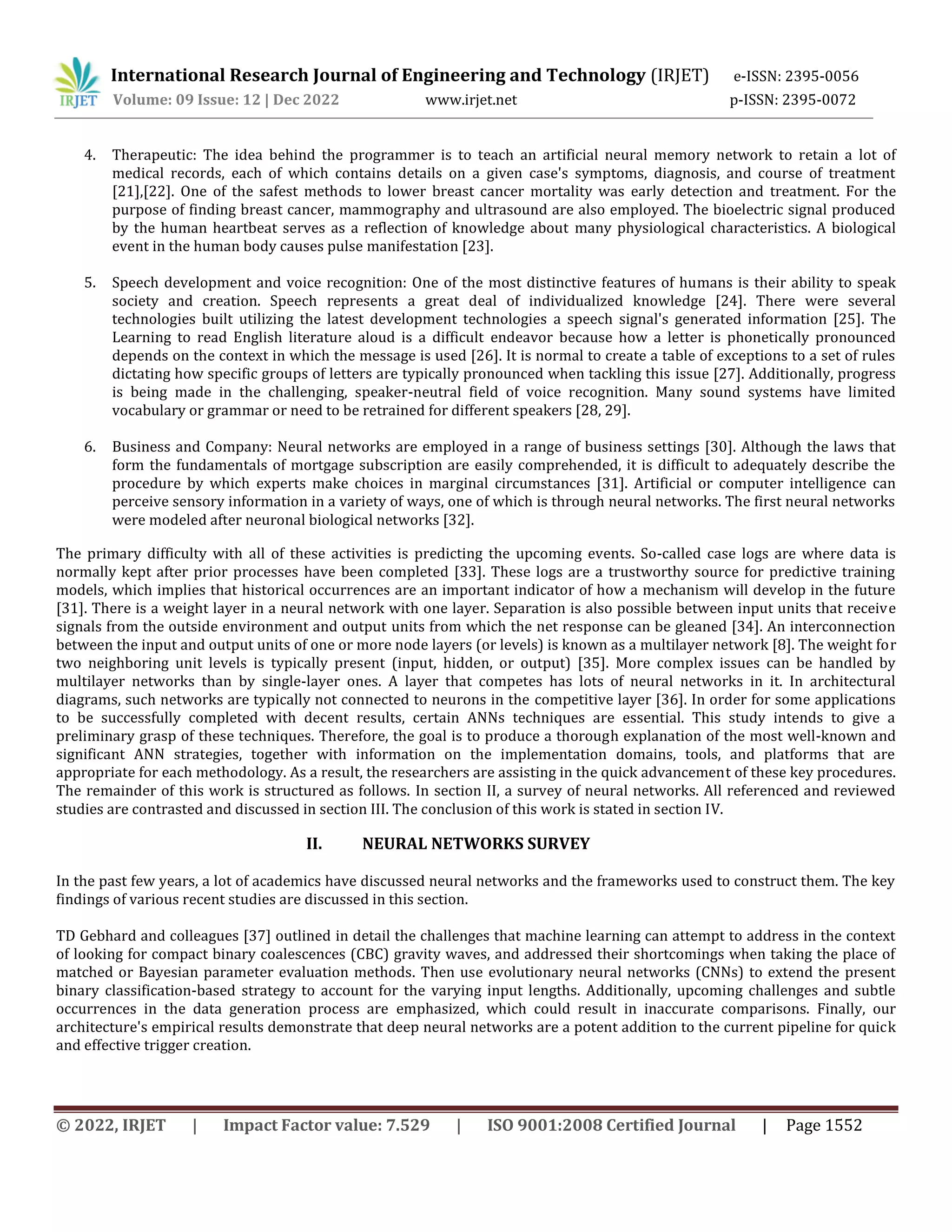 A Review of Neural Networks Architectures, Designs, and Applications | PDF