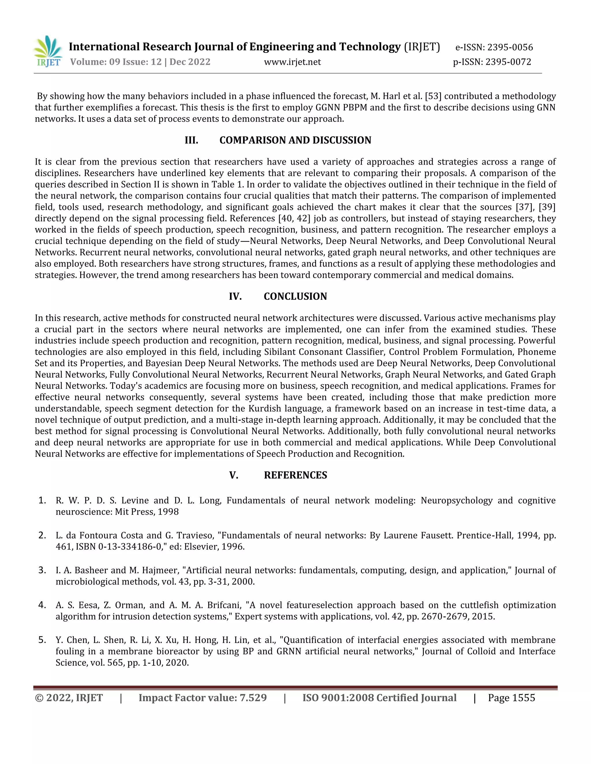 A Review of Neural Networks Architectures, Designs, and Applications | PDF