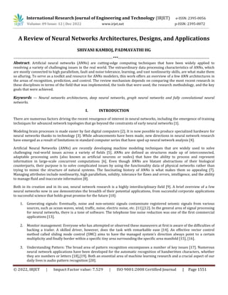 A Review of Neural Networks Architectures, Designs, and Applications | PDF