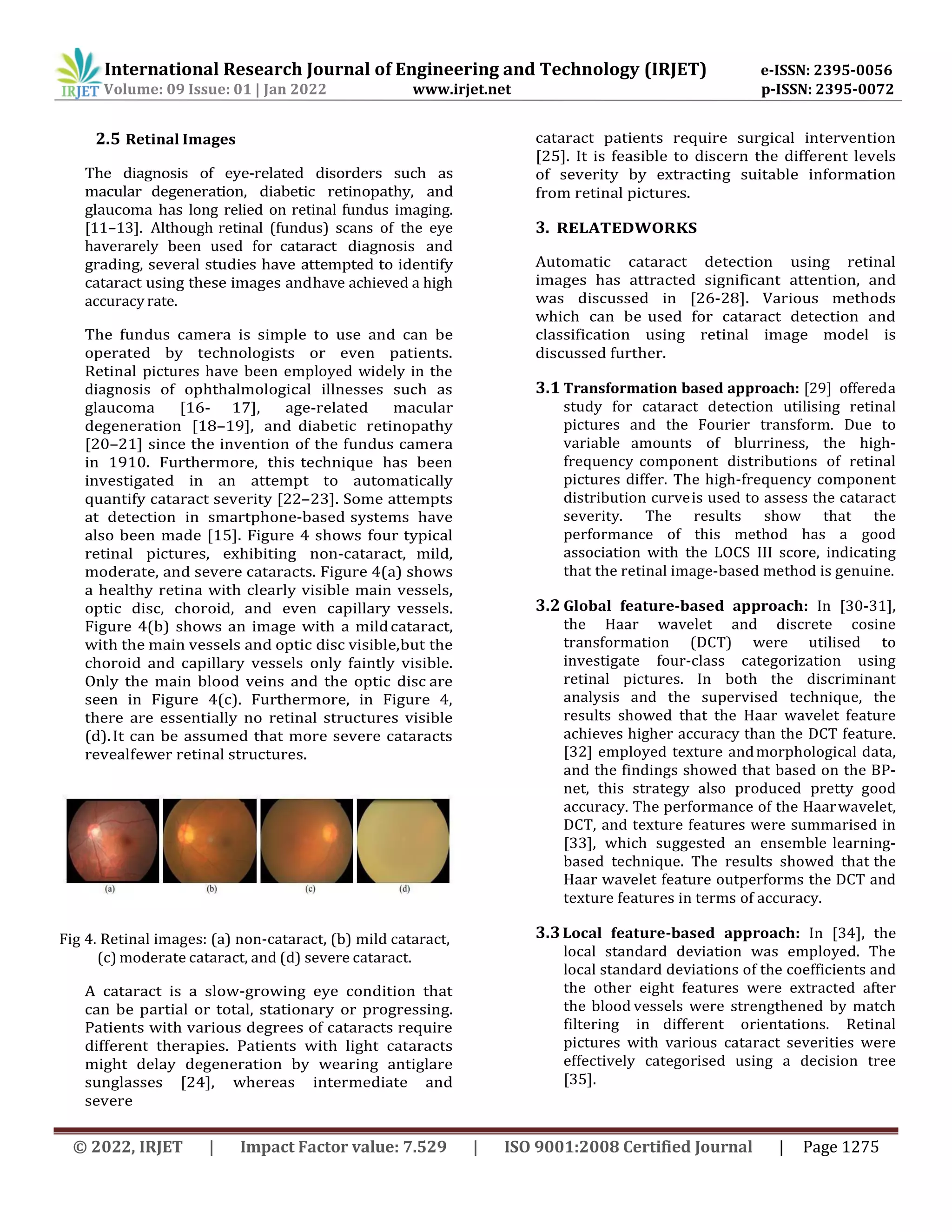 CATARACT DISEASE DETECTION AND CLASSIFICATION USING RETINAL IMAGE MODEL | PDF