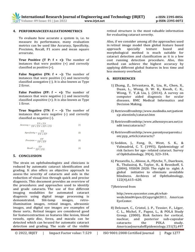 Cataract Disease Detection And Classification Using Retinal Image Model