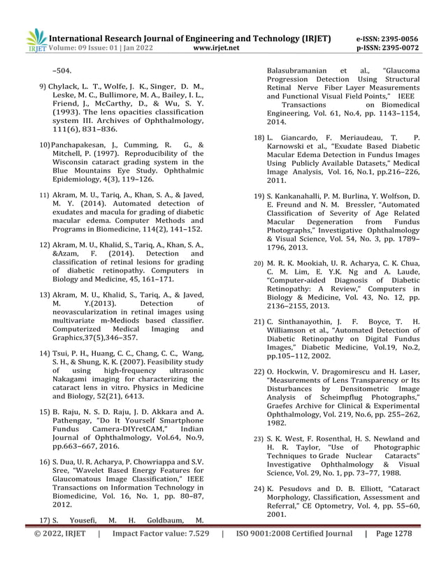 Cataract Disease Detection And Classification Using Retinal Image Model