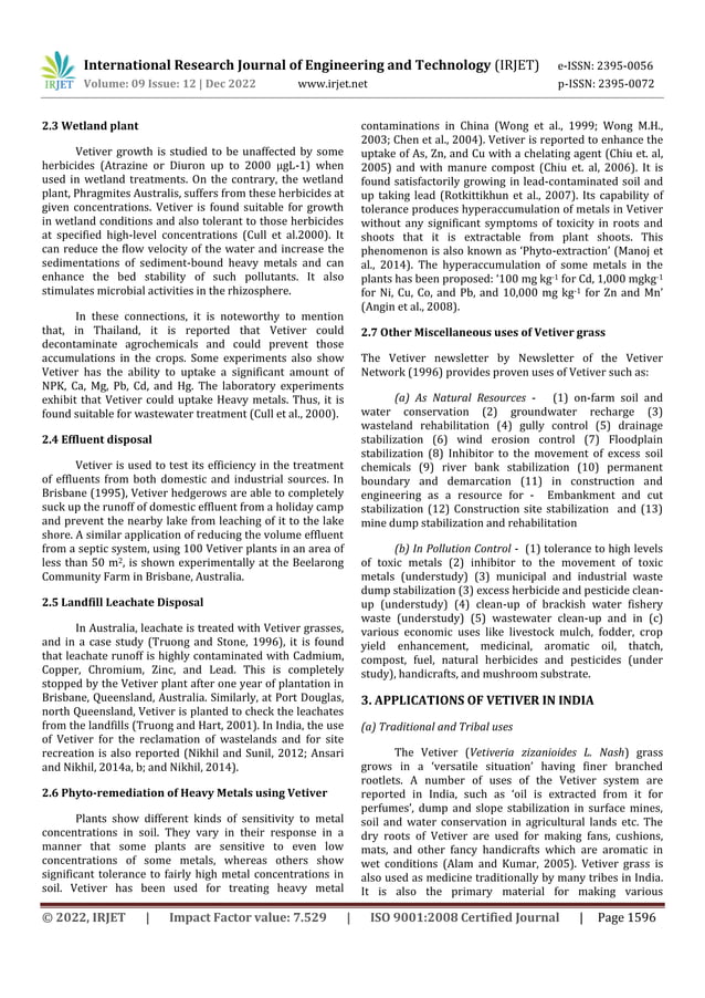 Application of Vetiver Grass Technology for Dump slope stabilization ...