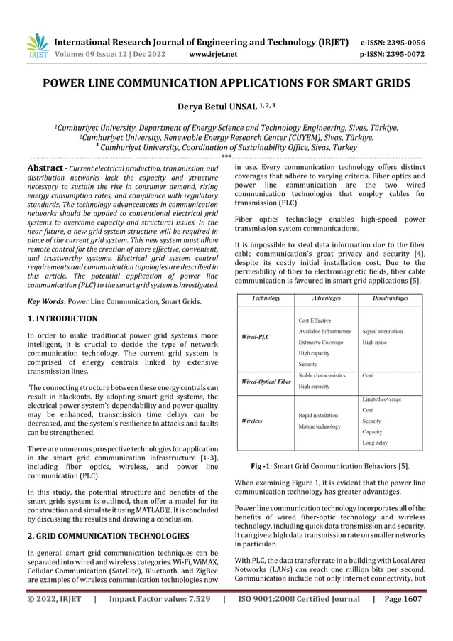 POWER LINE COMMUNICATION APPLICATIONS FOR SMART GRIDS | PDF | Internet ...