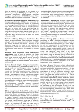 A Review Paper on Low Light Image Enhancement Methods for Un- Uniform Illumination | PDF
