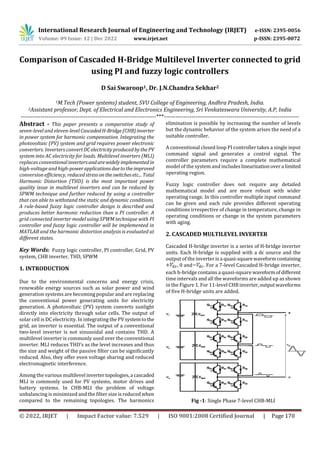 Comparison of Cascaded H-Bridge Multilevel Inverter connected to grid using PI and fuzzy logic ...