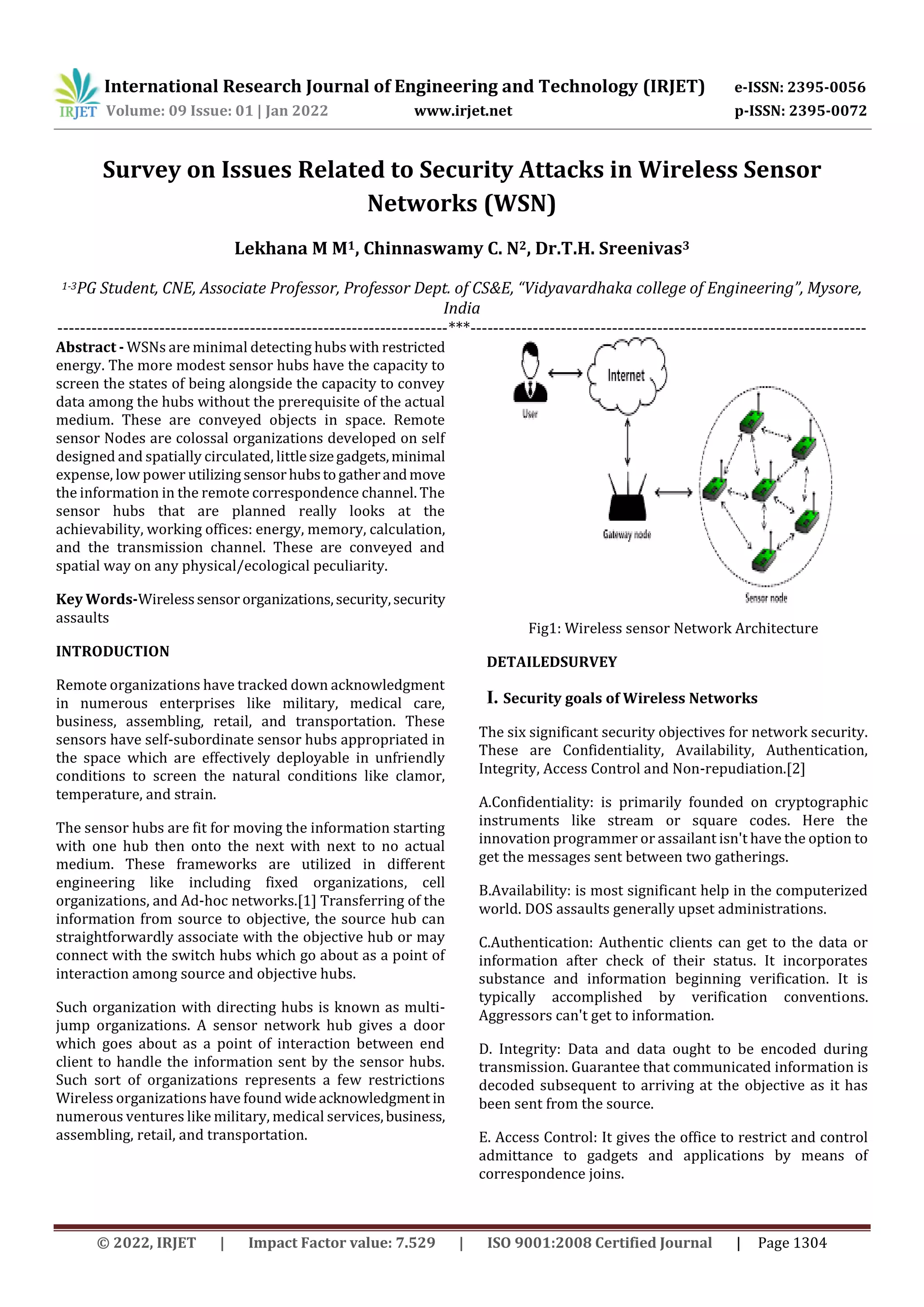 Survey On Issues Related To Security Attacks In Wireless Sensor