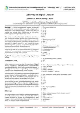 A Survey on Digital Literacy | PDF