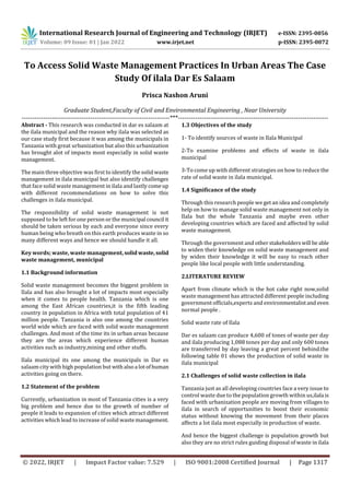 To Access Solid Waste Management Practices In Urban Areas The Case ...