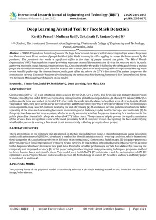 Deep Learning Assisted Tool for Face Mask Detection | PDF