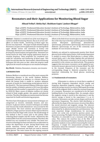 Resonators and their Applications for Monitoring Blood Sugar | PDF