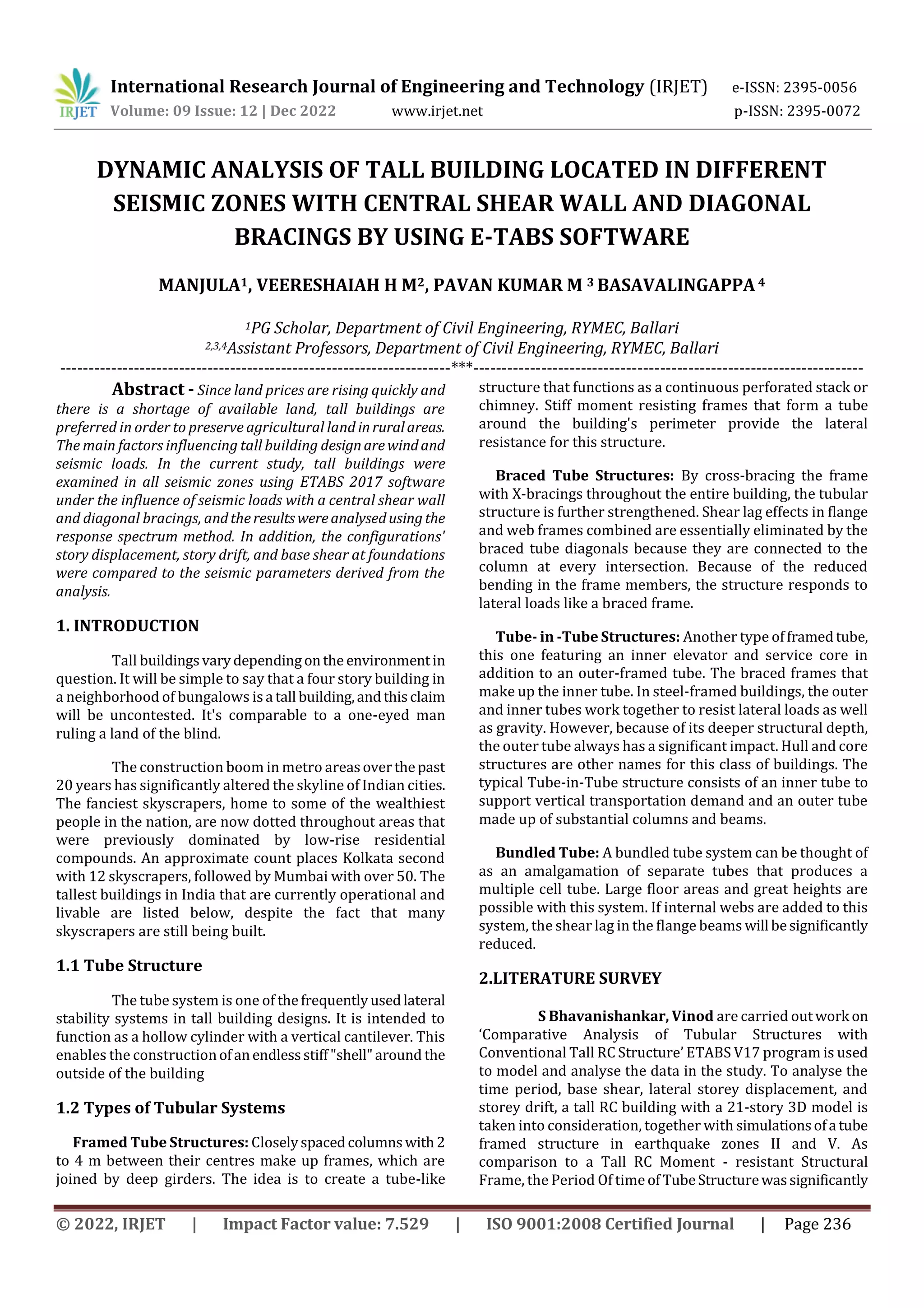 DYNAMIC ANALYSIS OF TALL BUILDING LOCATED IN DIFFERENT SEISMIC ZONES ...