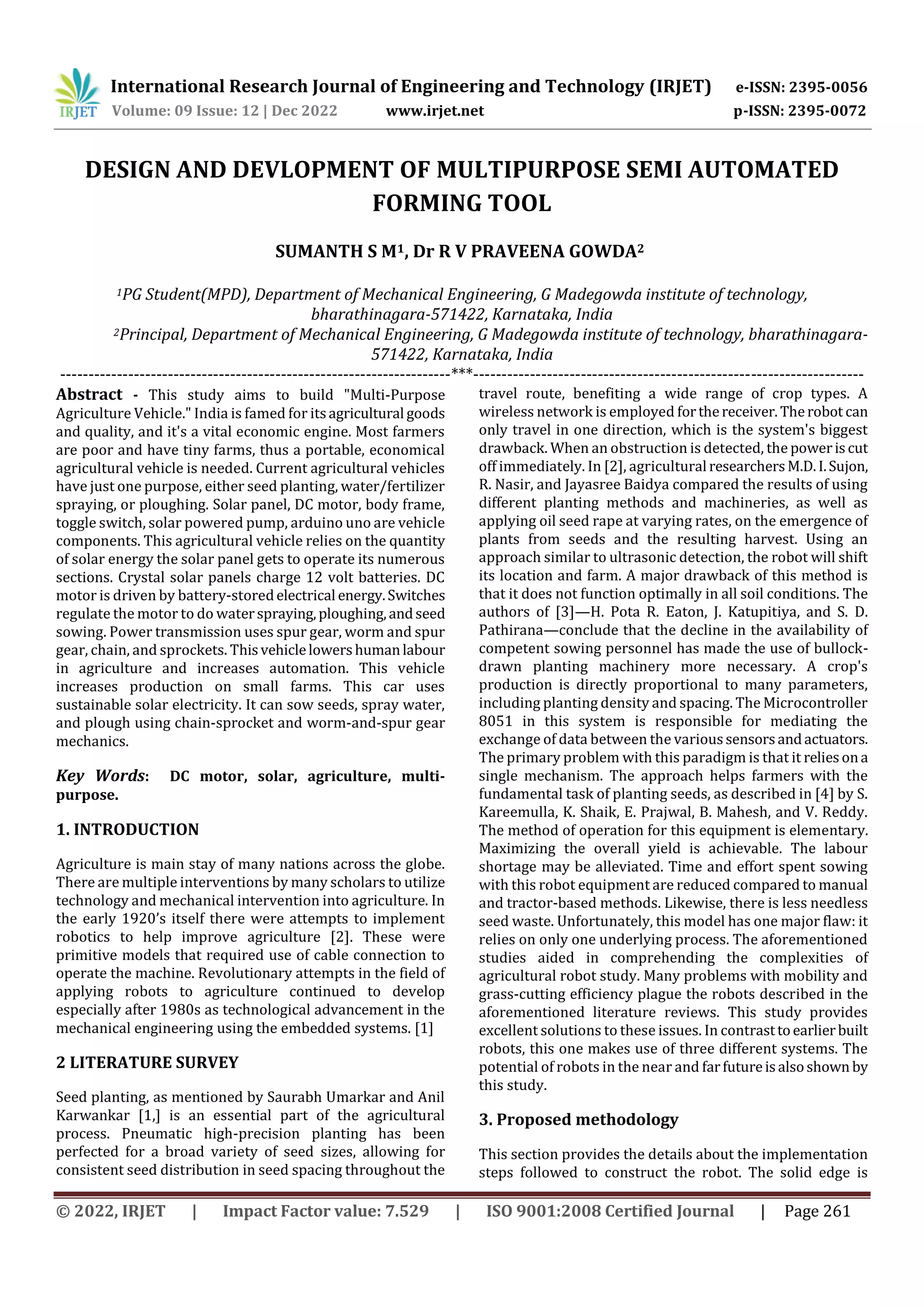 DESIGN AND DEVLOPMENT OF MULTIPURPOSE SEMI AUTOMATED FORMING TOOL | PDF