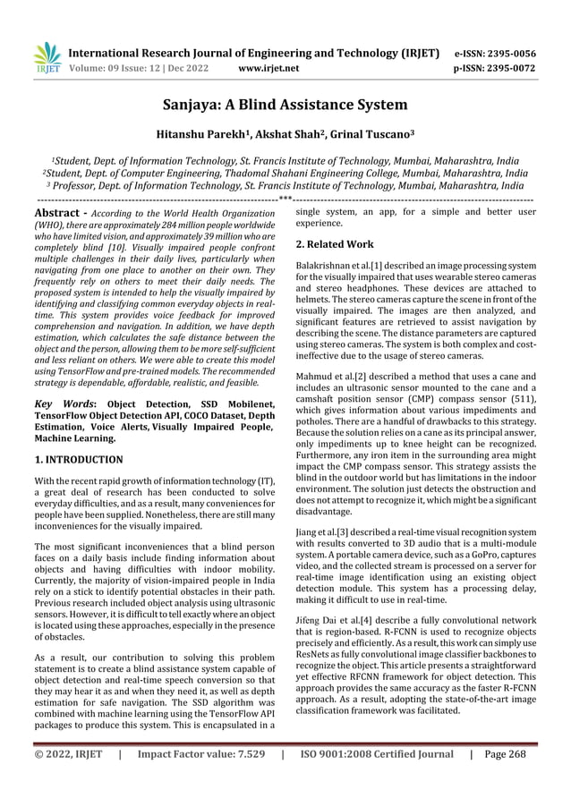 Sanjaya A Blind Assistance System Pdf