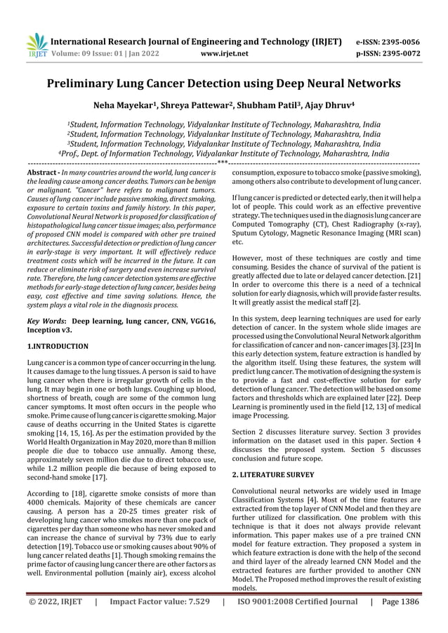 Preliminary Lung Cancer Detection using Deep Neural Networks | PDF