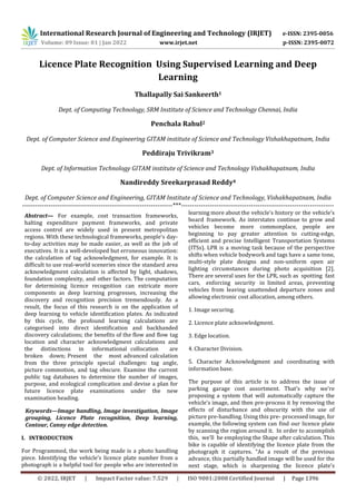 Licence Plate Recognition Using Supervised Learning and Deep Learning | PDF