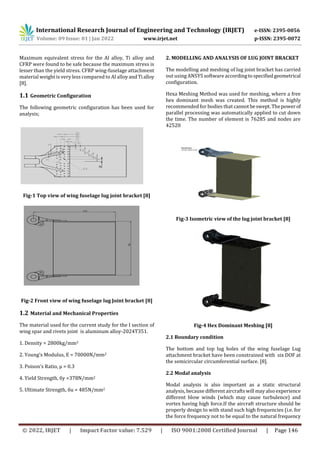 Modal, Fatigue and Fracture Analysis of Wing Fuselage Lug Joint Bracket ...