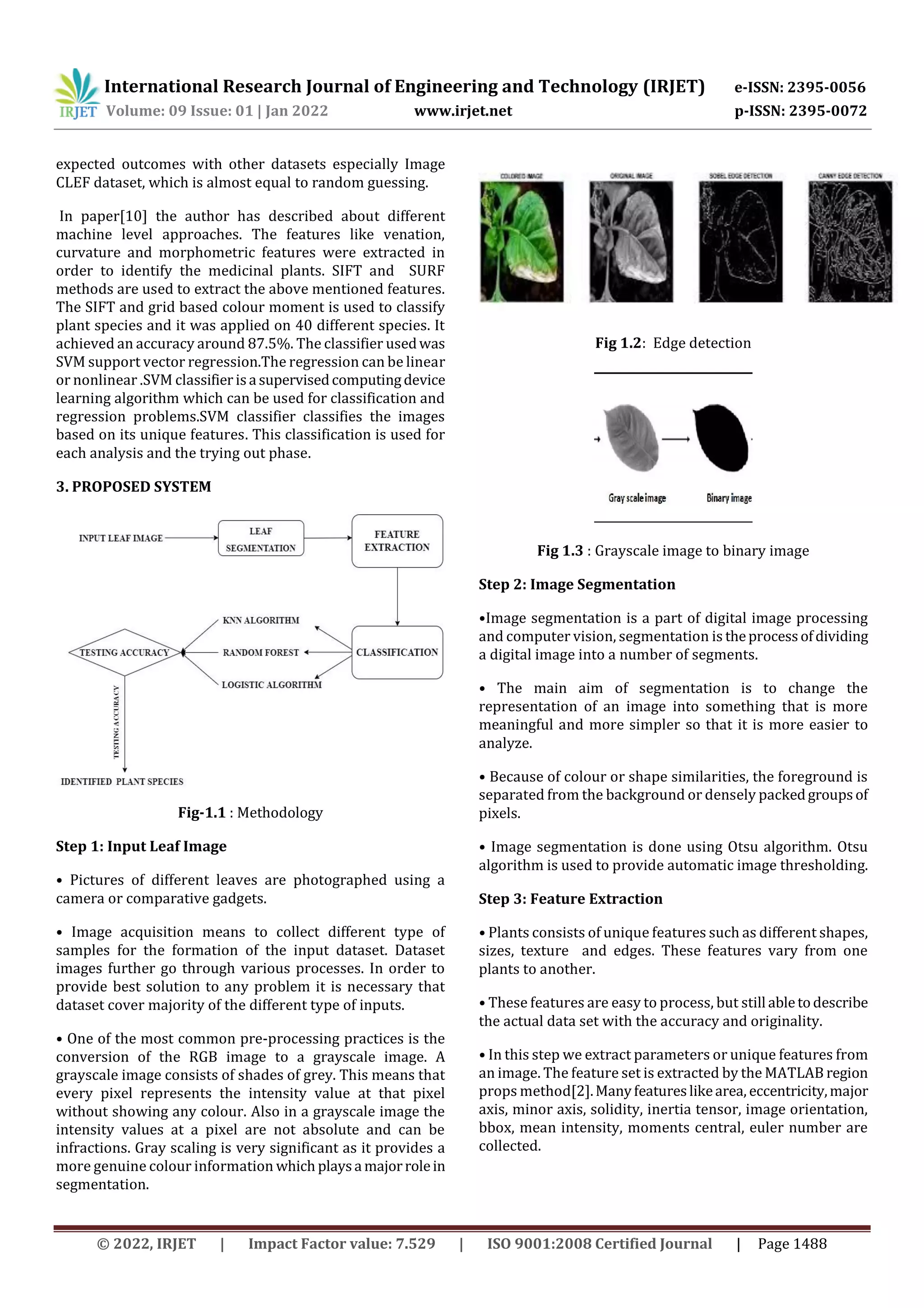 IDENTIFICATION AND CLASSIFICATION OF RARE MEDICINAL PLANTS USING MACHINE LEARNING TECHNIQUES | PDF