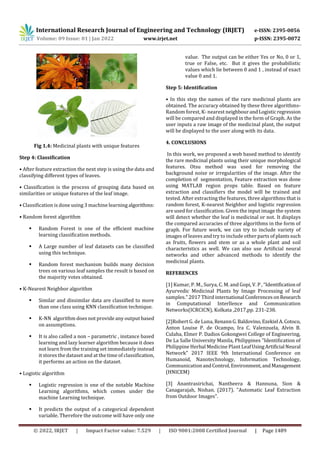 IDENTIFICATION AND CLASSIFICATION OF RARE MEDICINAL PLANTS USING ...