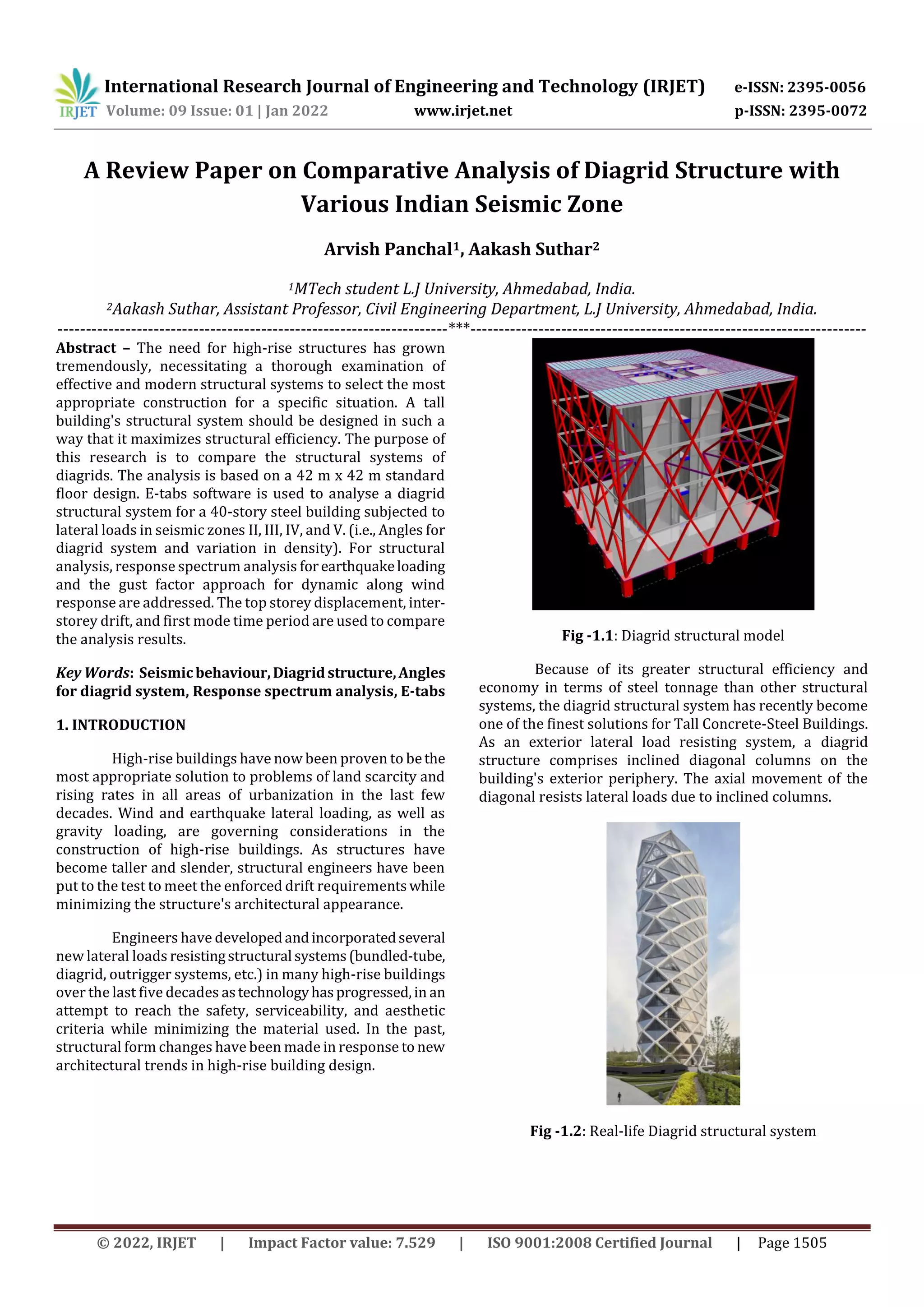 A Review Paper on Comparative Analysis of Diagrid Structure with Various Indian Seismic Zone | PDF