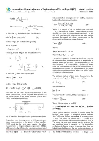 PLACEMENT OF POWER SYSTEM STABILIZER (PSS) IN NIGERIA 28-BUS POWER NETWORK FOR EFFECTIVE VOLTAGE ...