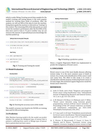 Logistic Regression Model for Predicting the Malignancy of Breast Cancer | PDF