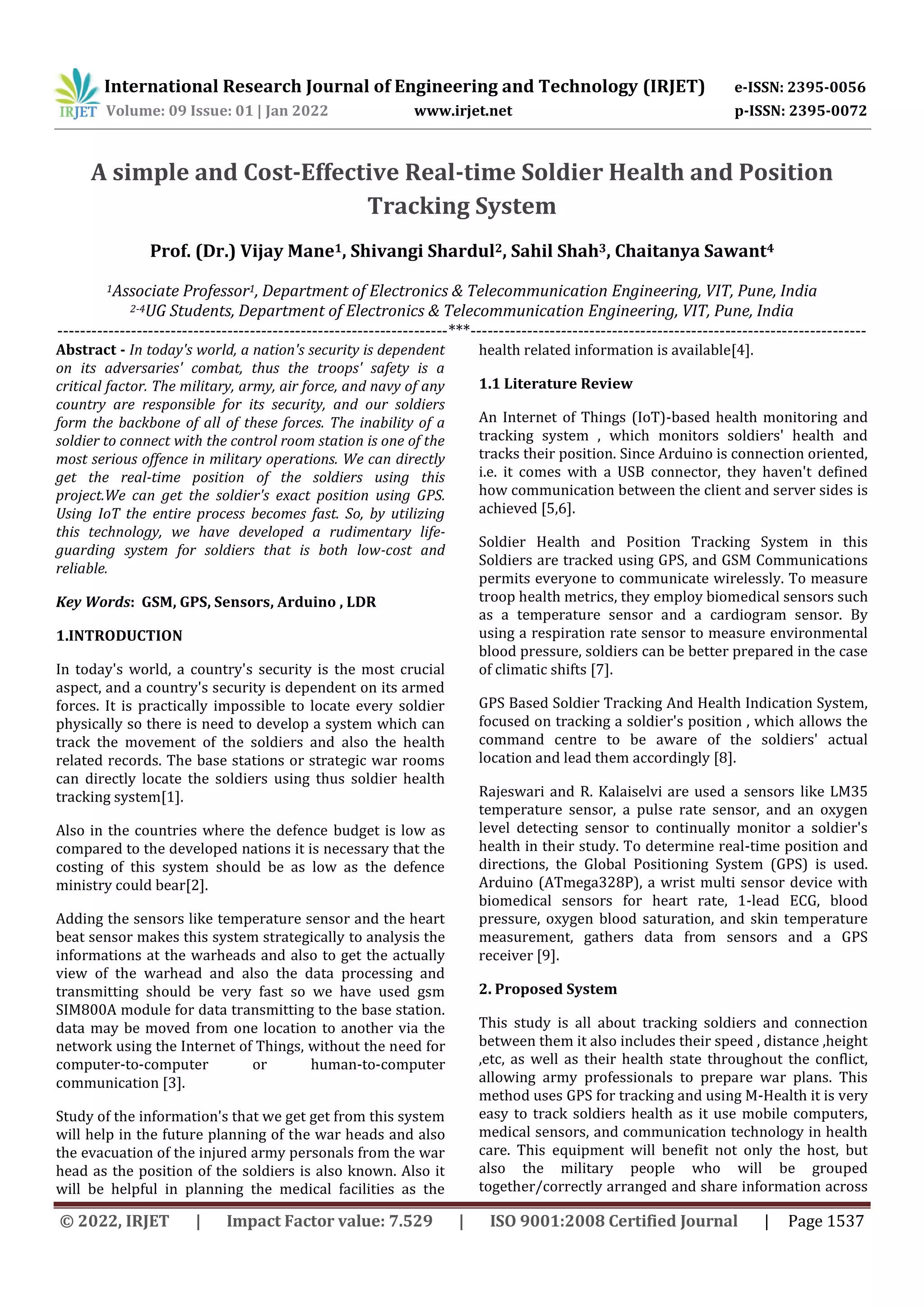 A simple and Cost-Effective Real-time Soldier Health and Position ...