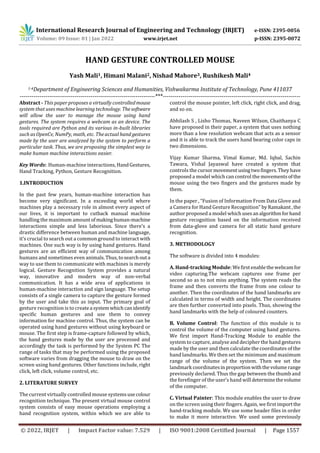 HAND GESTURE CONTROLLED MOUSE | PDF