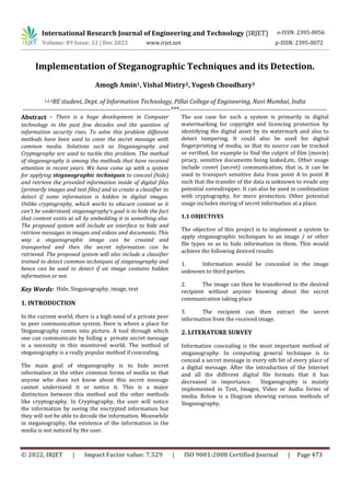 Implementation of Steganographic Techniques and its Detection. | PDF | Computing | Technology ...