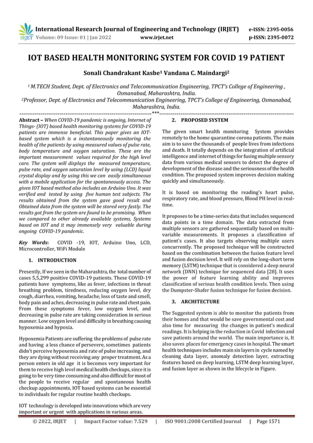 IOT BASED HEALTH MONITORING SYSTEM FOR COVID 19 PATIENT | PDF