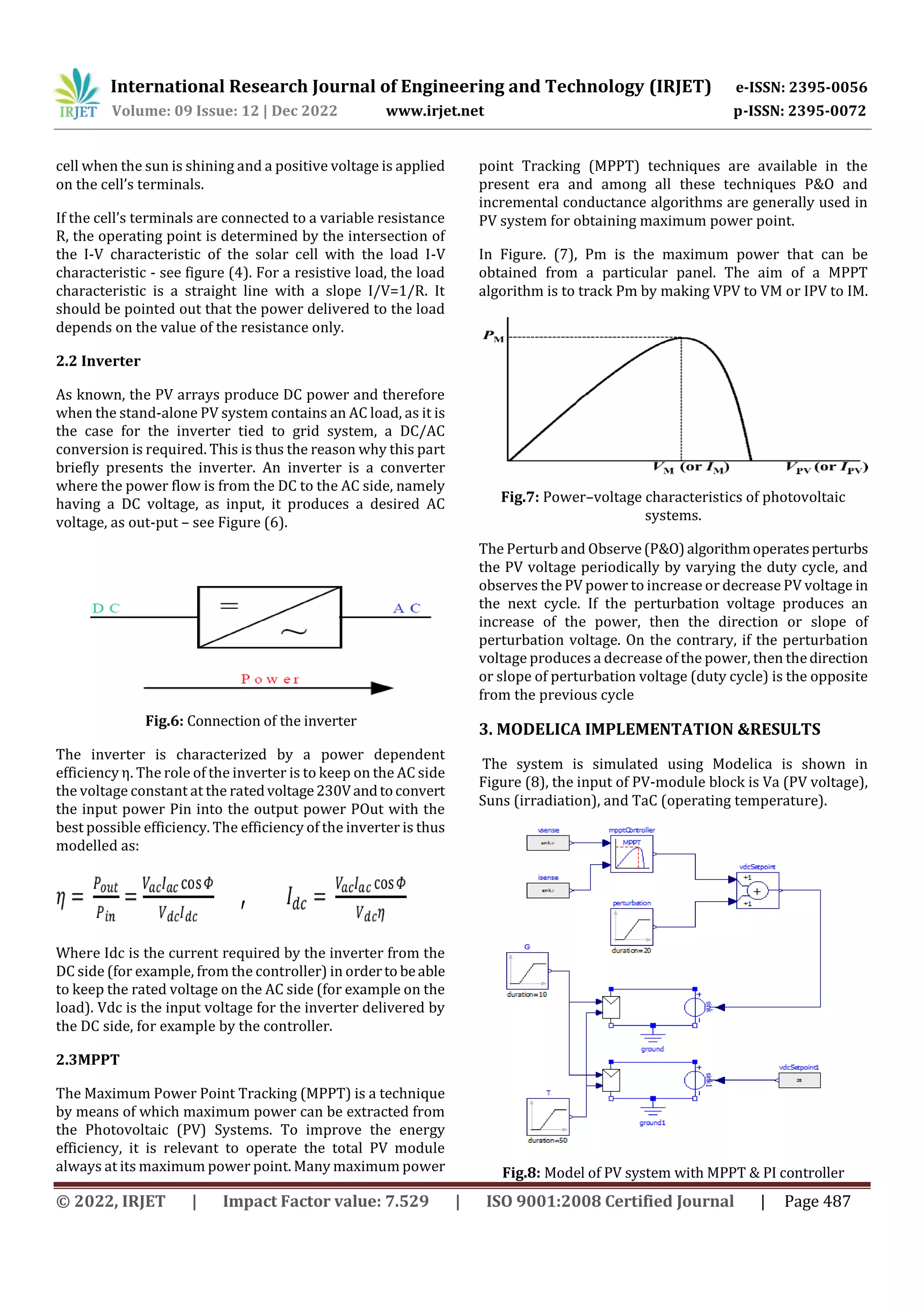 Simulation of MPPT Controller for photovoltaic system Grid-connected using Modelica | PDF