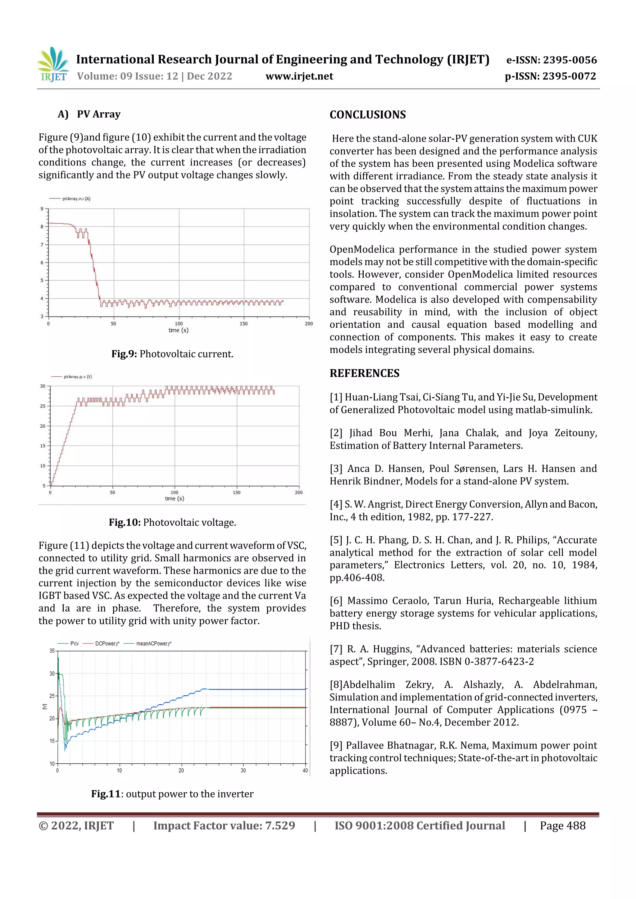 Simulation of MPPT Controller for photovoltaic system Grid-connected using Modelica | PDF