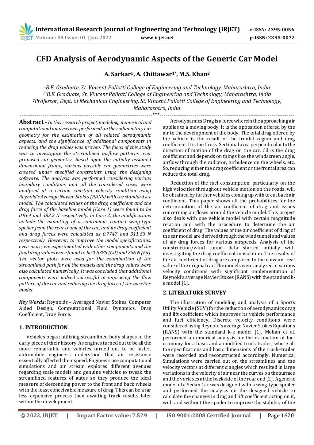 CFD Analysis of Aerodynamic Aspects of the Generic Car Model | PDF