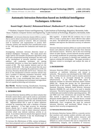 Review of Automatic Intrusion Detection based on Artificial ...