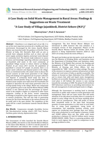 A Case Study on Solid Waste Management in Rural Areas: Findings ...