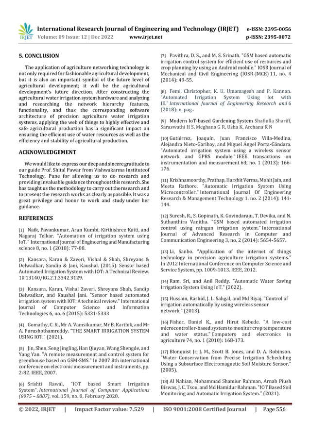 Smart System for Crop Irrigation | PDF | Agriculture | Industries