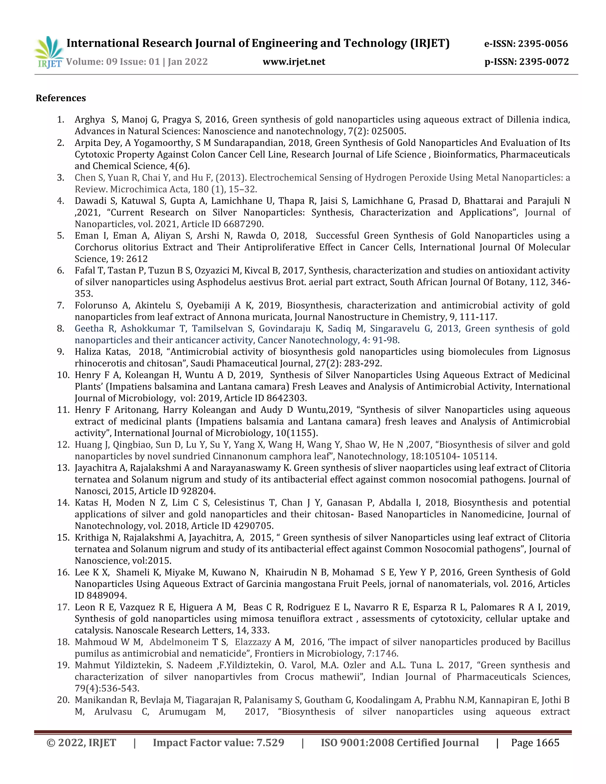 Plant Mediated Synthesis of Gold Nanoparticles from Litchi Seeds and its Antimicrobial Activity ...