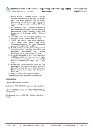 Experimental Study on Properties of Concrete by using Expanded ...