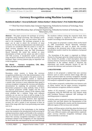 Currency Recognition using Machine Learning | PDF