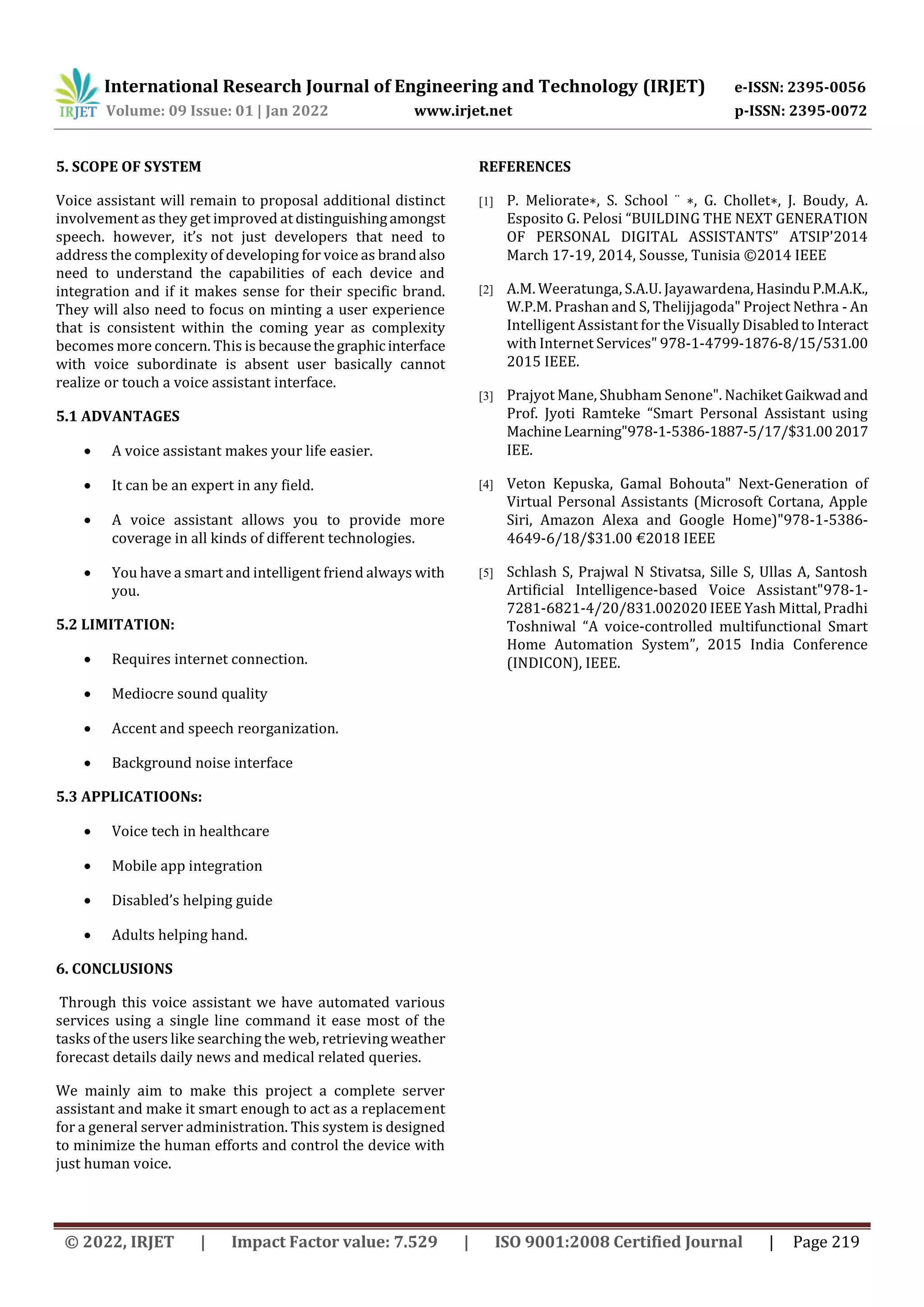 SURVEY ON SMART VIRTUAL VOICE ASSISTANT | PDF