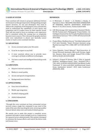 SURVEY ON SMART VIRTUAL VOICE ASSISTANT | PDF