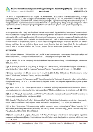 HELMET DETECTION USING ARTIFICIAL INTELLIGENCE | PDF