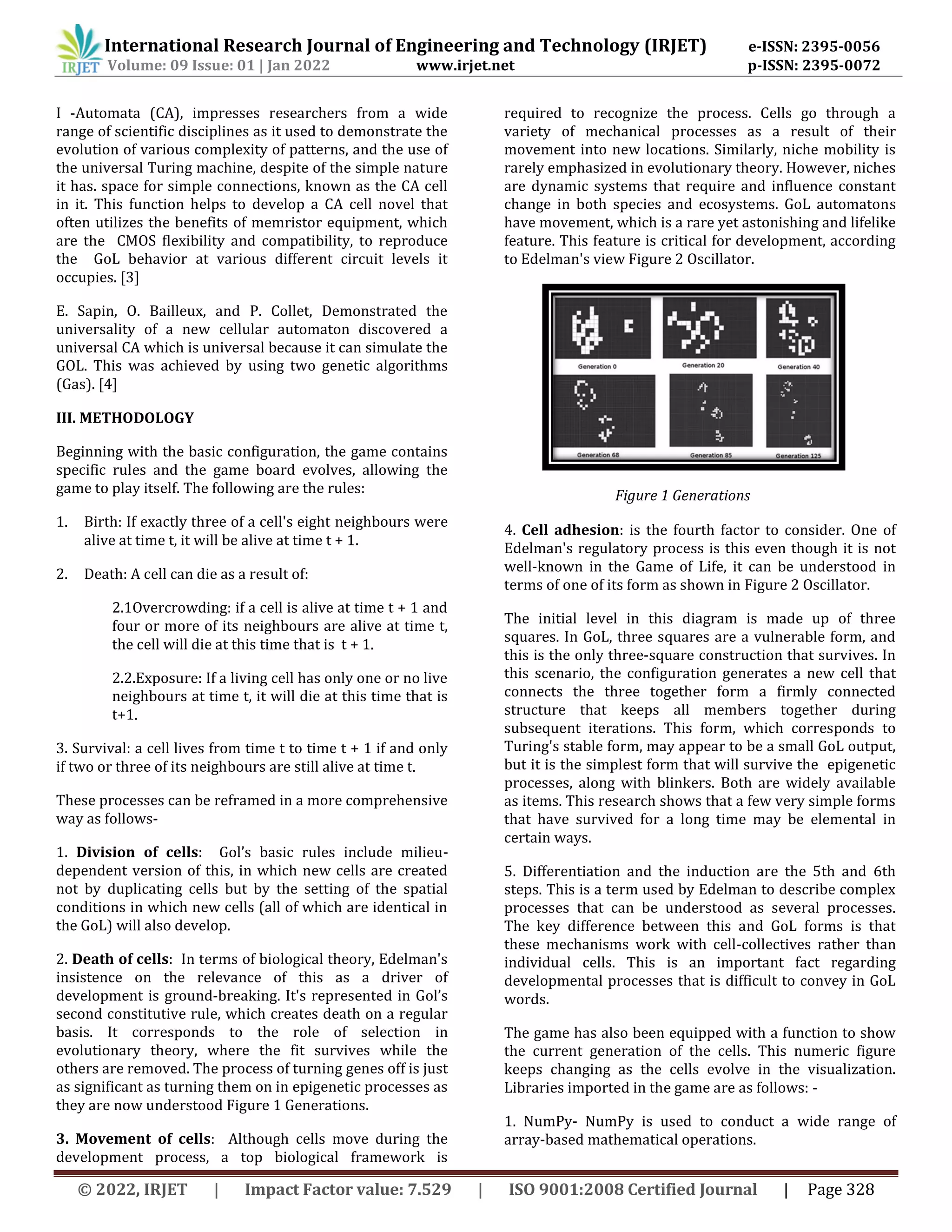 SIMULATION OF CONWAY’S GAME OF LIFE USING CELLULAR AUTOMATA | PDF
