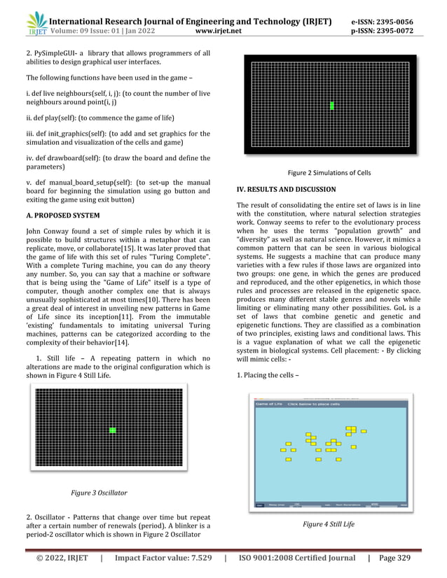 SIMULATION OF CONWAY’S GAME OF LIFE USING CELLULAR AUTOMATA | PDF