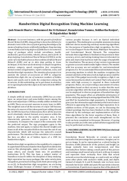 Handwritten Digital Recognition Using Machine Learning | PDF