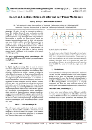 Design and Implementation of Faster and Low Power Multipliers | PDF