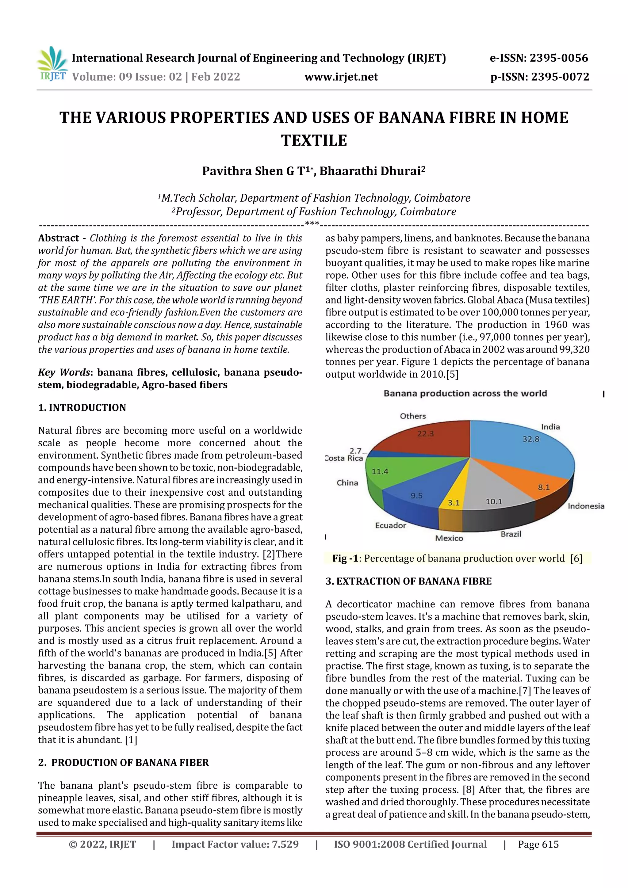 THE VARIOUS PROPERTIES AND USES OF BANANA FIBRE IN HOME TEXTILE | PDF ...
