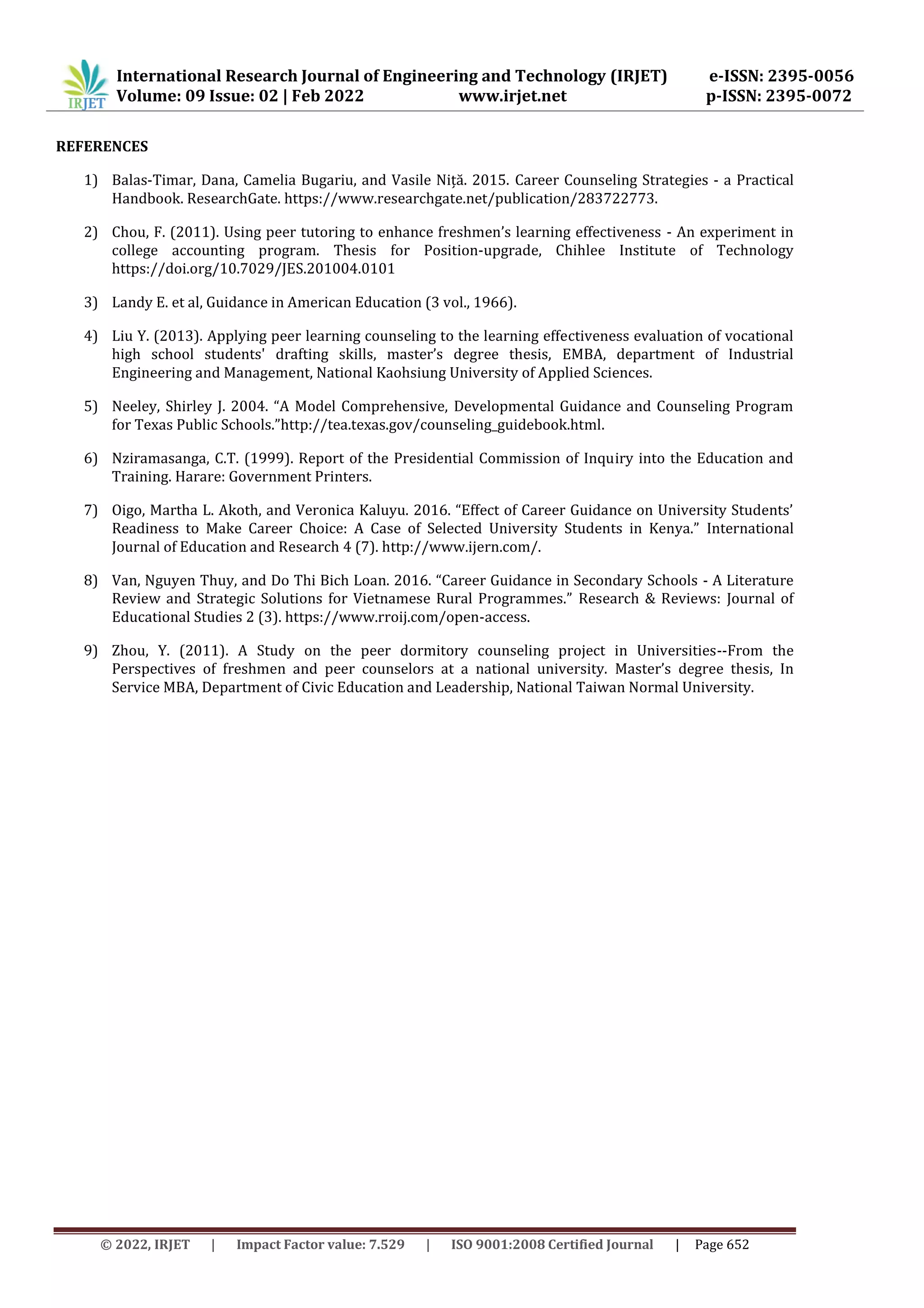 CAREER GUIDANCE AND COUNSELING PORTAL FOR SENIOR SECONDARY SCHOOL ...